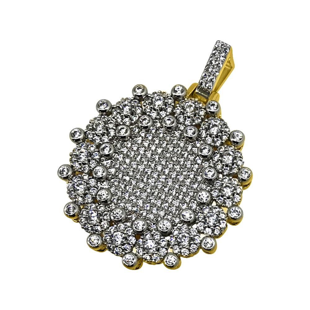 Mega Icey CZ Bling Bling Circle Gold Pendant – BlingBlowout