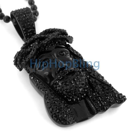 3D Kanye West Style Black on Black Jesus Piece & Chain – BlingBlowout