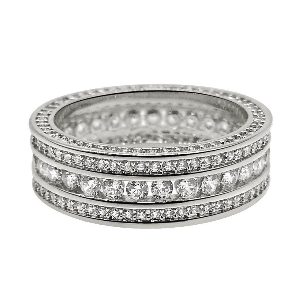 Channel Set 360 Eternity Band Rhodium CZ Bling Bling Ring – BlingBlowout